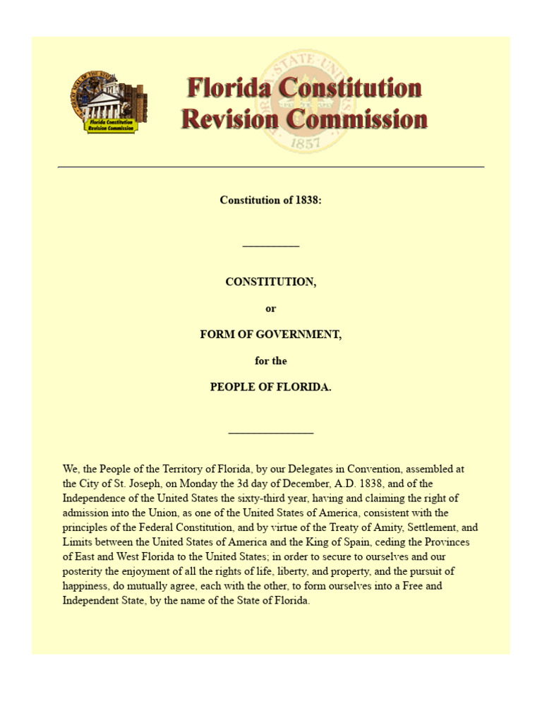 Florida Constitution of 1838 | PDF | United States House Of ...