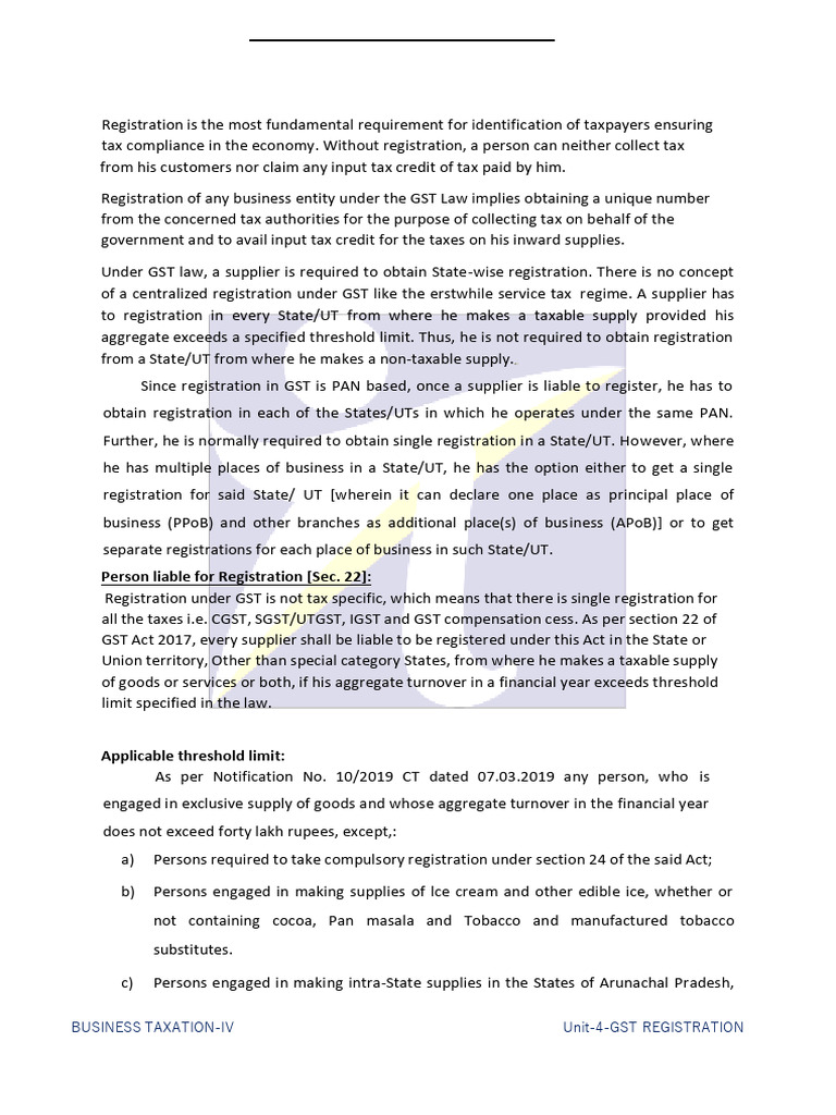 GST Registration Requirements Explained | PDF | Taxes | Value Added Tax