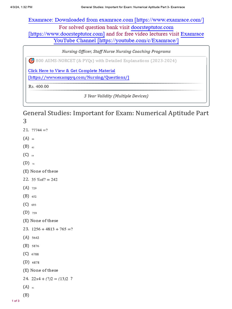 Numerical-Aptitude-Part-3 | PDF | Mathematics | Numbers