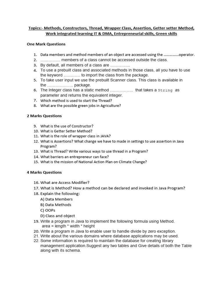 Java Programming Concepts and Questions | PDF