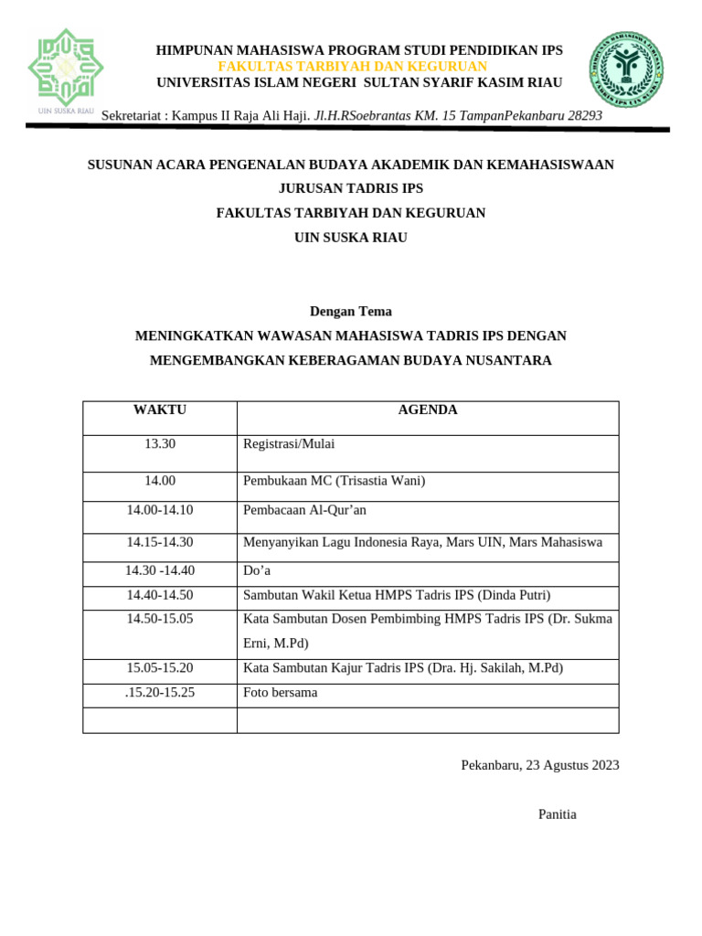 Rundown PBAK Juurusan | PDF