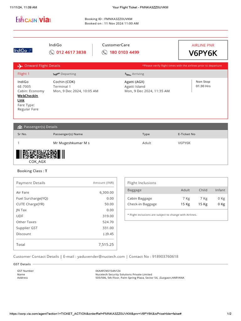 Your_Flight_Ticket | PDF | Baggage | Aviation