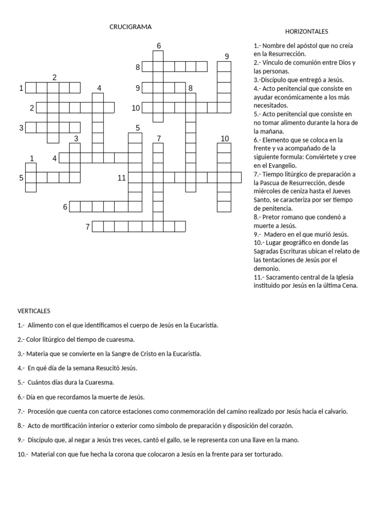 CRUCIGRAMA | PDF | eucaristía | Pascua de Resurrección