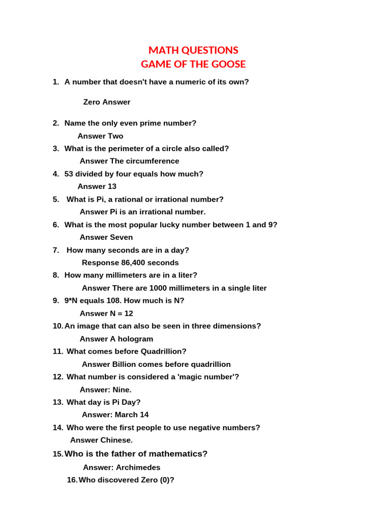 Math Competition Questions | PDF