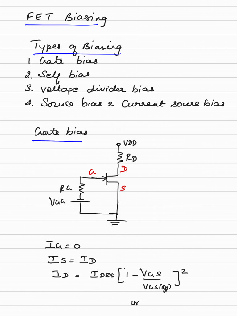 FET Biasing (Gate, Self & Voltage Divider) | PDF
