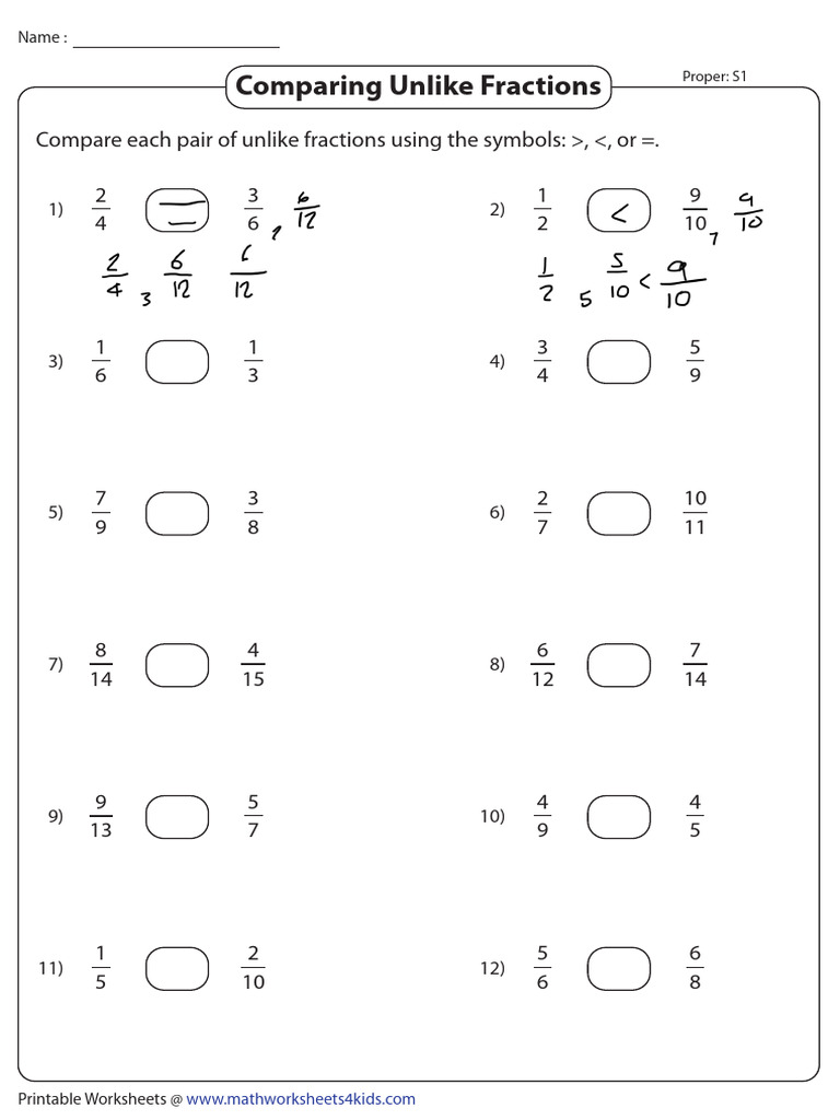 Comparing Fractions | PDF