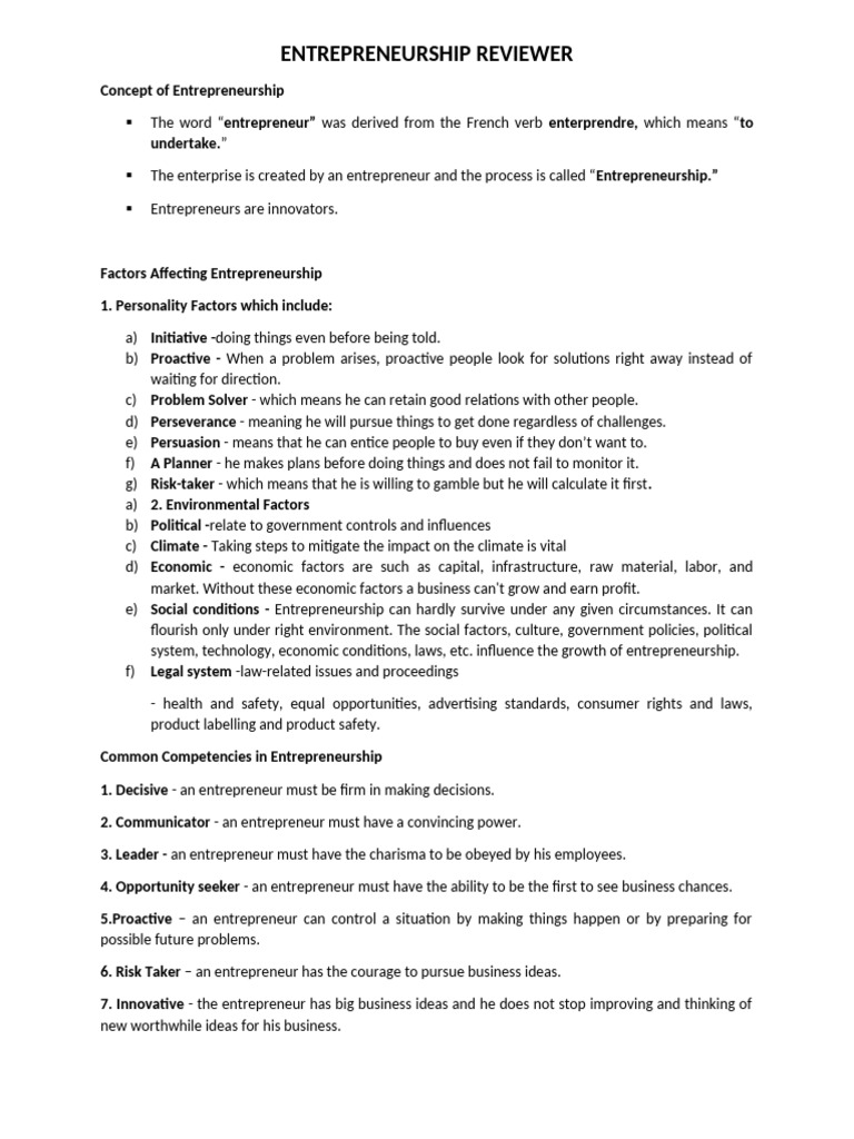 REVIEWER | PDF | Entrepreneurship | Social Entrepreneurship