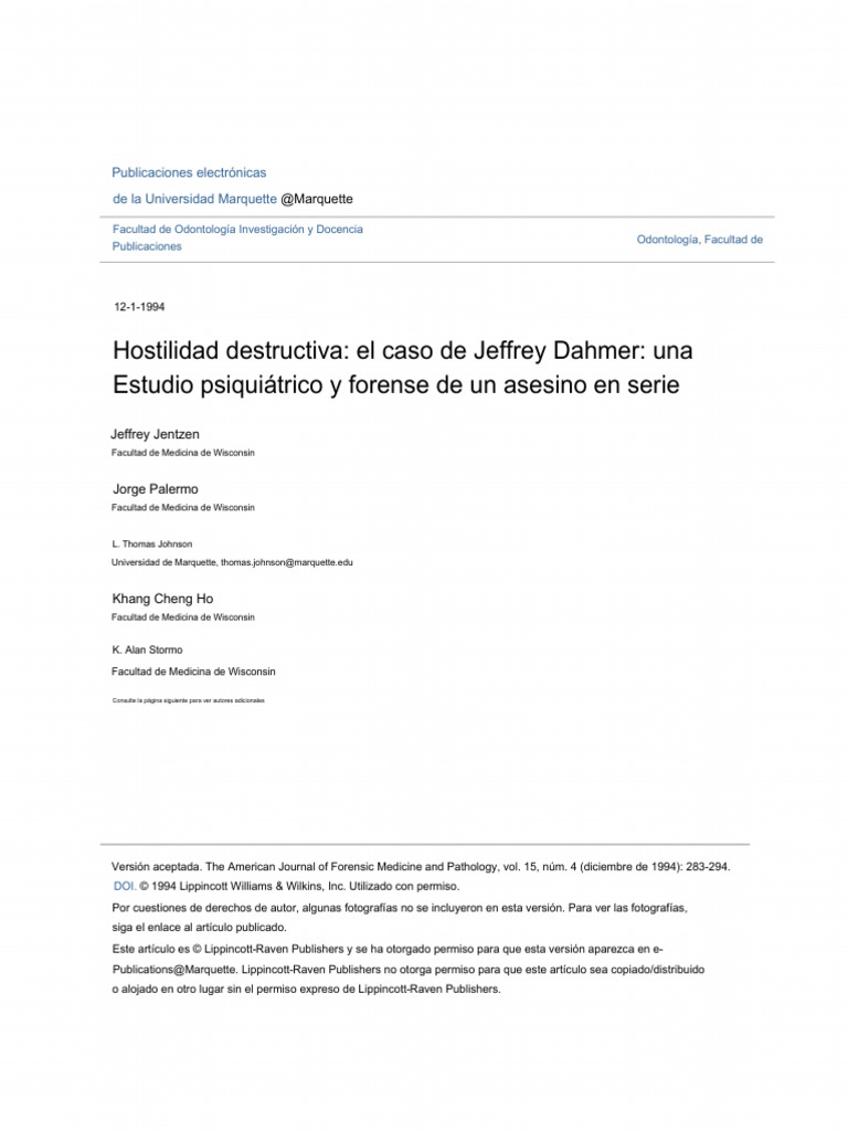 Destructive Hostility - The Jeffrey Dahmer Case - A Psychiatric and ...