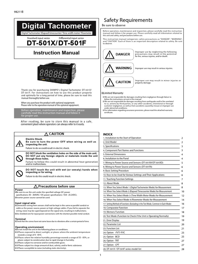 DT-501X/DT-501F Tachometer Manual | PDF | Bipolar Junction Transistor ...