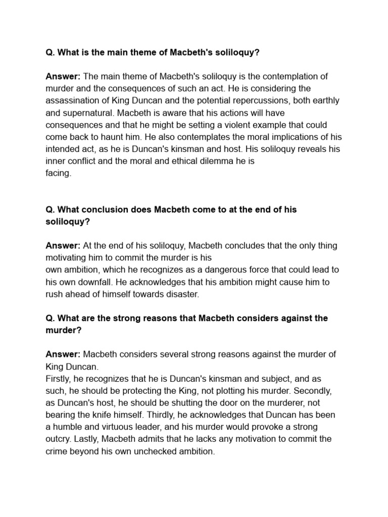 Macbeth Soliloquy Answers | PDF | Macbeth