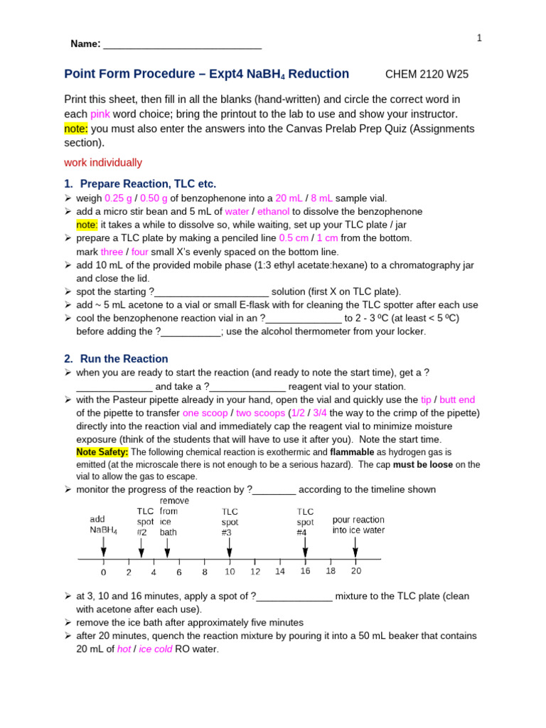 Point Form Procedure 2120 Expt4 NaBH4 redn W25 | PDF | Thin Layer ...