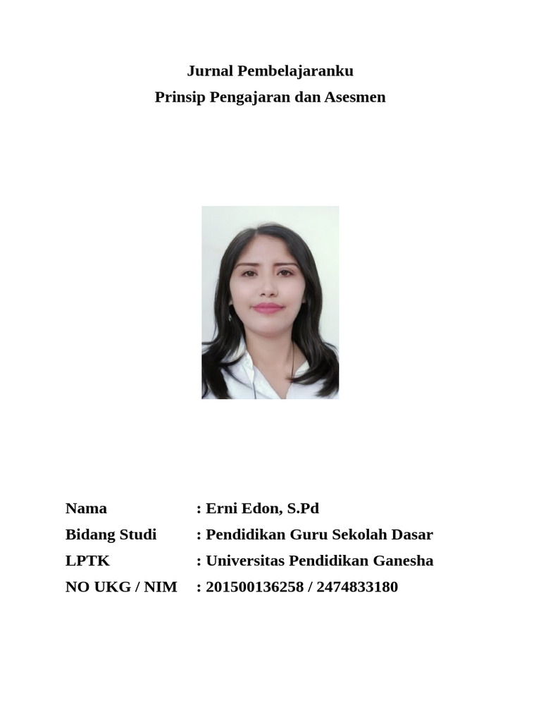 Jurnal Pembelajaranku-Prinsip Pengajaran Dan Asesmen | PDF