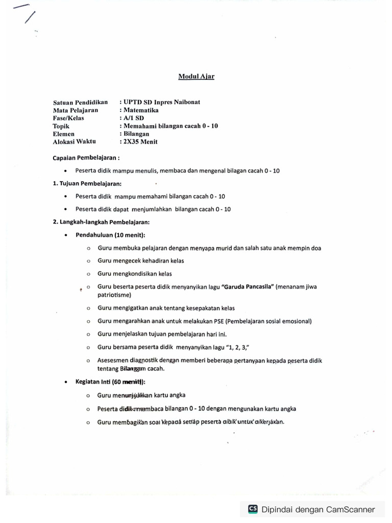 Modul Ajar Kelas 1 C | PDF