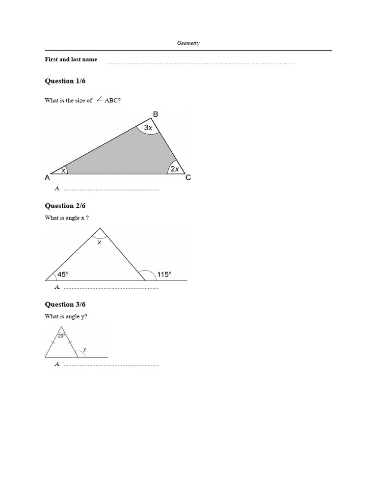 Geometry Angle and Midpoint Quiz | PDF