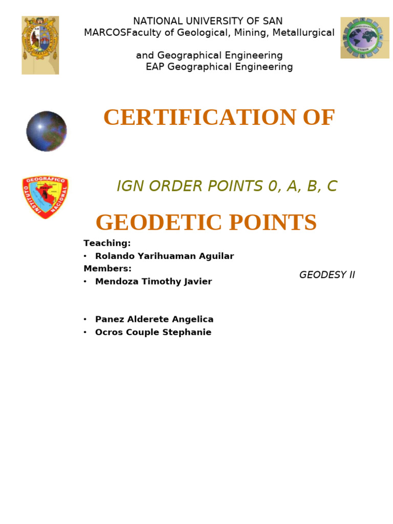 Geodetic Points Certification - Final | PDF | Geodesy | Concrete