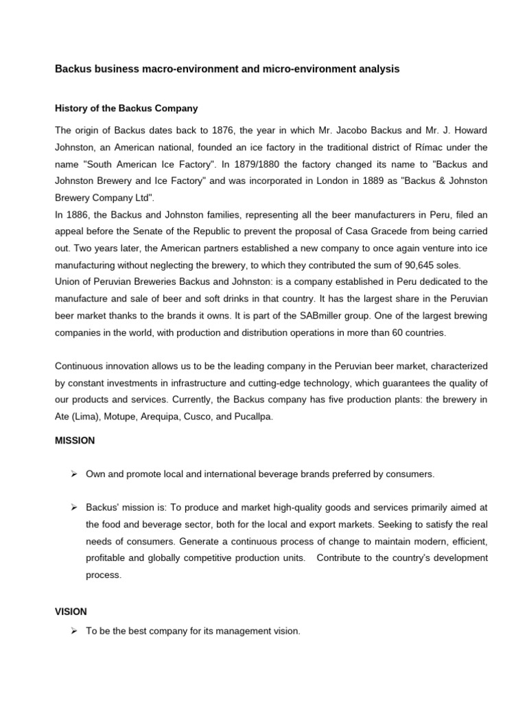 Analysis of The Macro Environment and Micro Environment of Backus ...