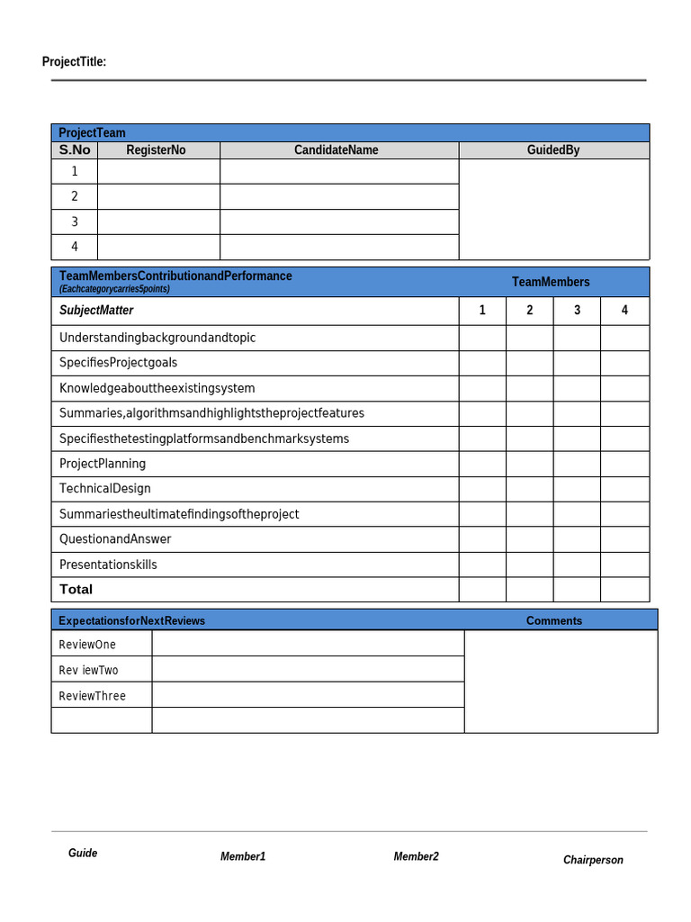 Project Team Evaluation Form | PDF