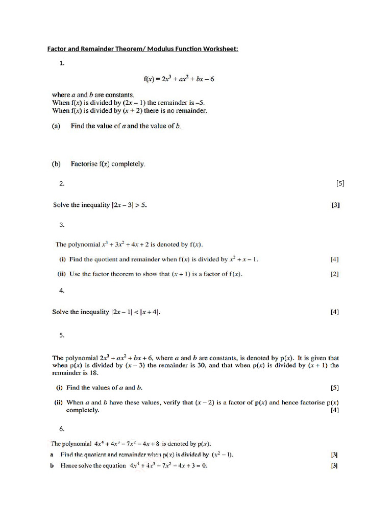 MODULUS_AND_POLYNOMIAL_WORKSHEET | PDF