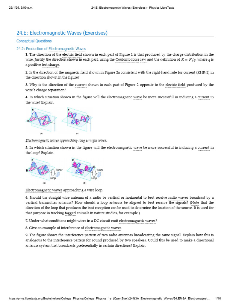 Electromagnetic Waves Exercises | PDF | Electromagnetic Radiation | Antenna (Radio)