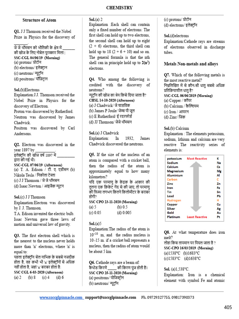 Pinnacle Chemistry Q Bank | PDF | Chemical Elements | Sets Of Chemical ...
