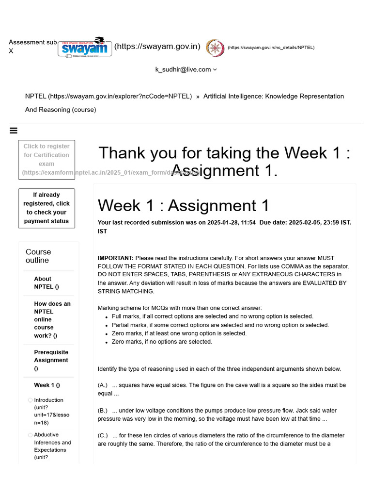 Artificial Intelligence - Knowledge Representation and Reasoning - Unit 4 - Week 1 | PDF ...
