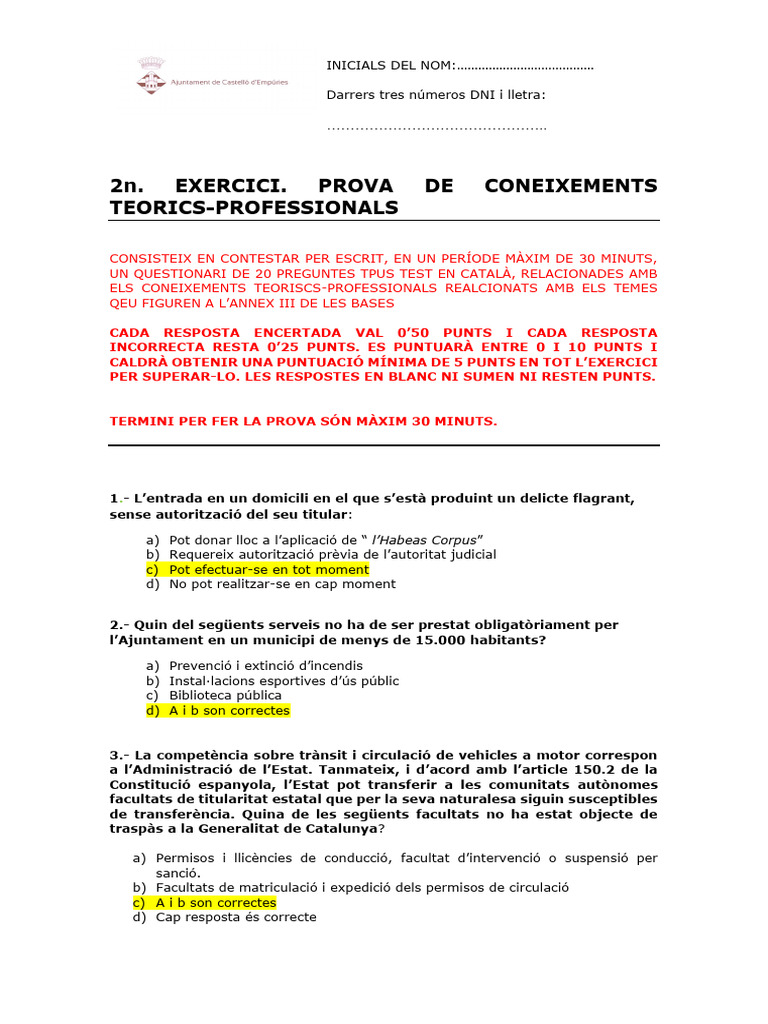 Ex T 2020 Castelló D'empuries | PDF