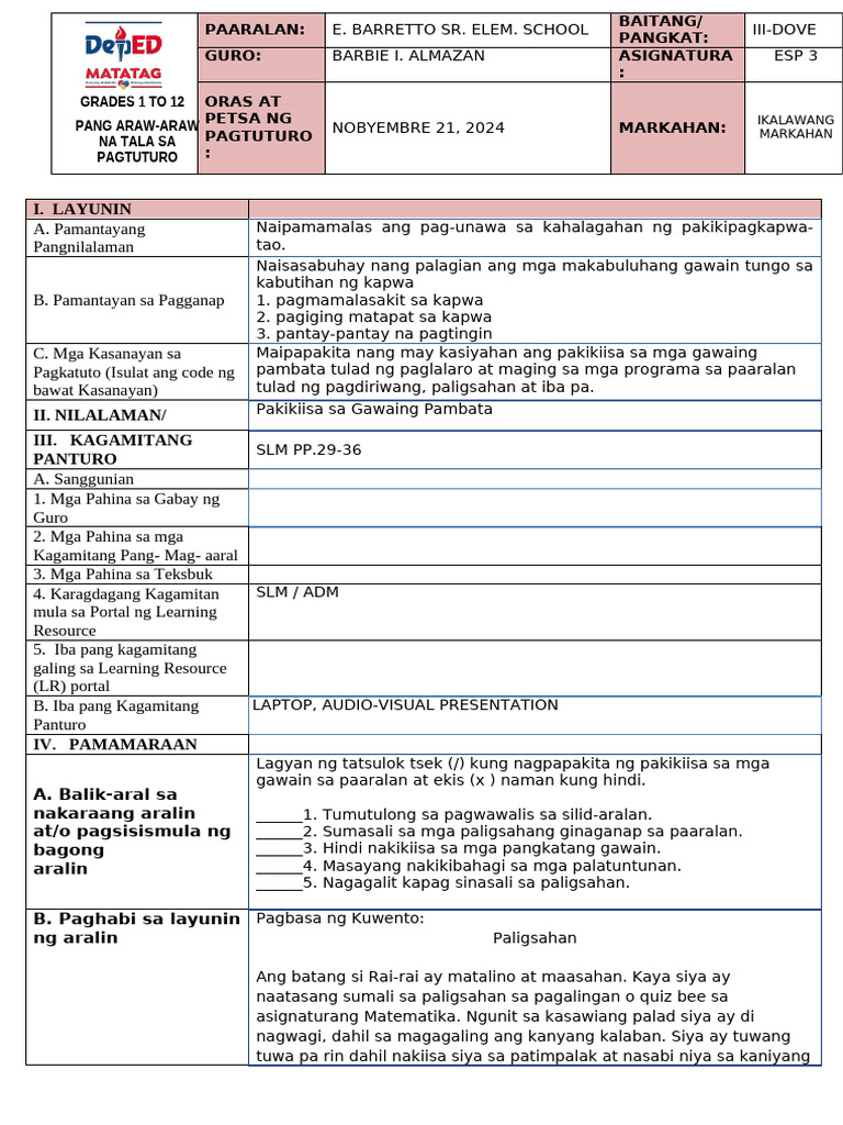 DLP-ESP 3-Q2-WEEK 7-Day`4 | PDF
