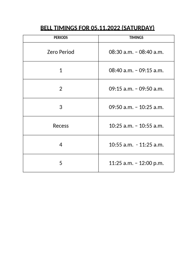 Bell Timings | PDF