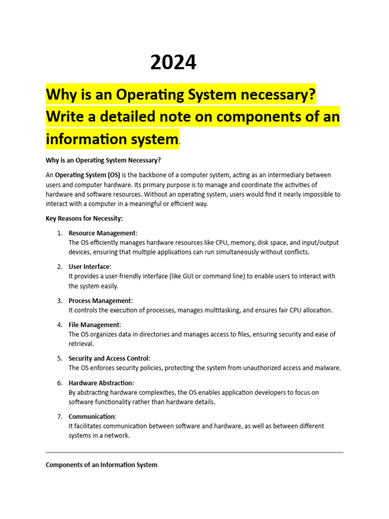 MIS Past Paper Long | PDF | Operating System | Computer Network