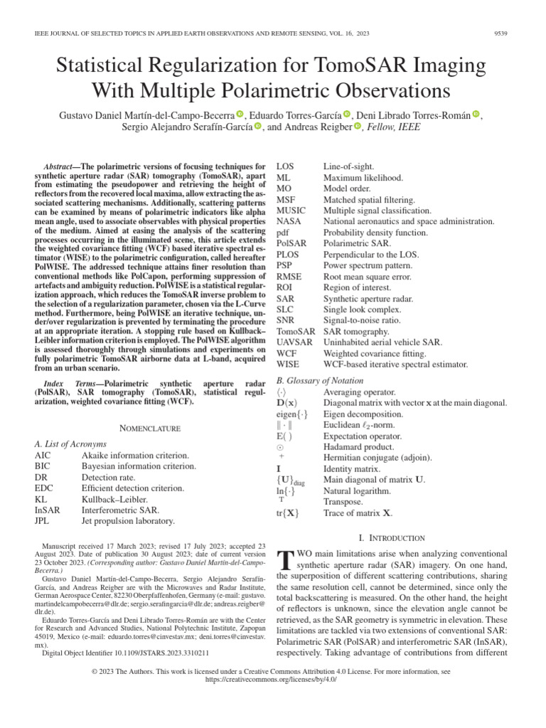 Statistical Regularization For TomoSAR Imaging With Multiple Polarimetric Observations | PDF ...