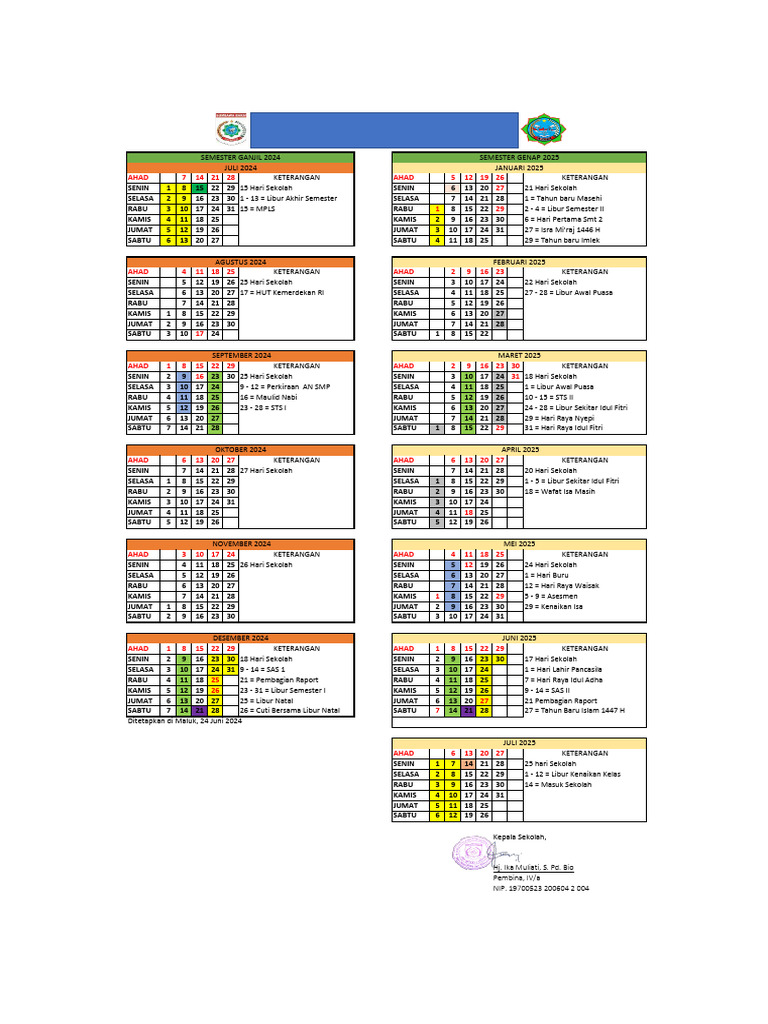 Kalender Pendidikan SMPN 1 Maluk 2024/2025 | PDF