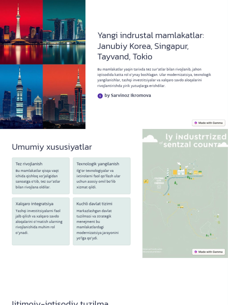 Yangi Indrustal Mamlakatlar Janubiy Korea Singapur Tayvand Tokio | PDF