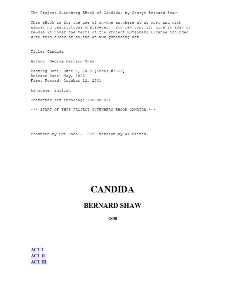 Candida, by George Bernard Shaw | PDF