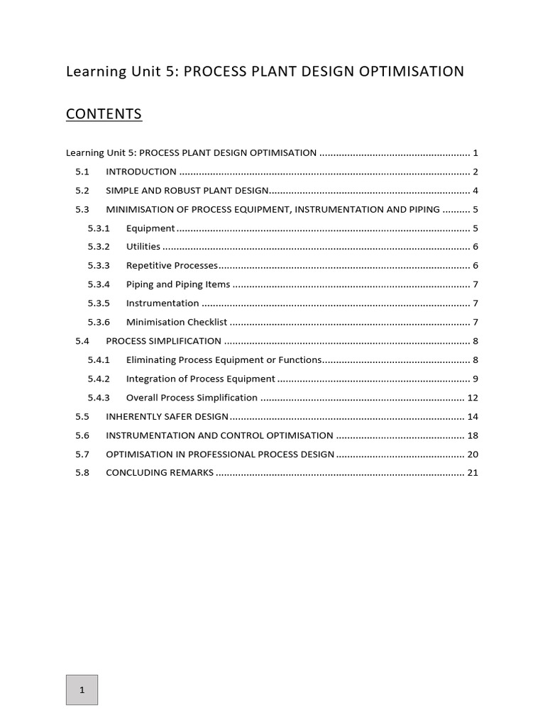 Learning Unit 5-Process Plant Design Optimization | PDF | Distillation ...