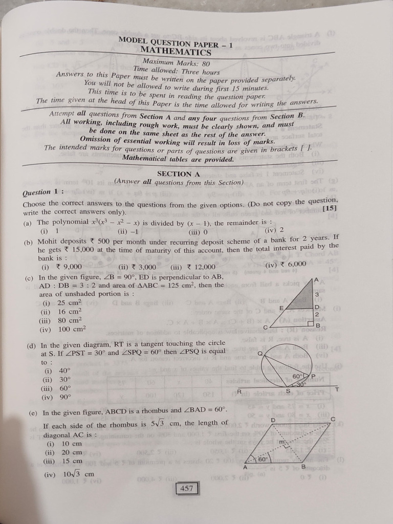 Maths Model Papers 2025 | PDF | Area | Elementary Geometry