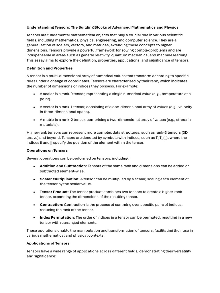 Understanding Tensors | PDF | Tensor | Matrix (Mathematics)