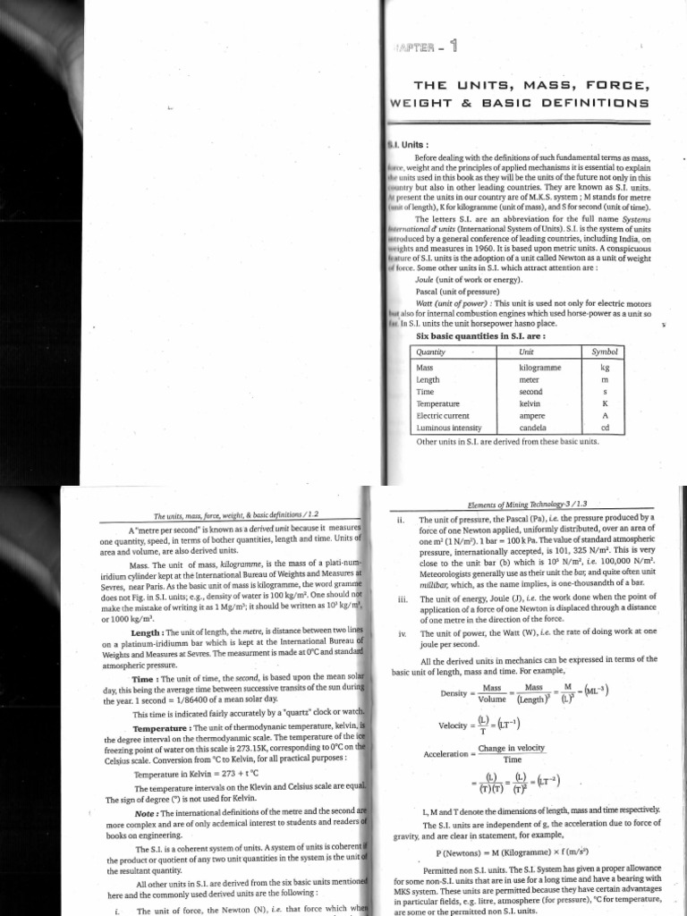 01-The Units, Mass, Force, Weight, and Basic Definitions | PDF ...