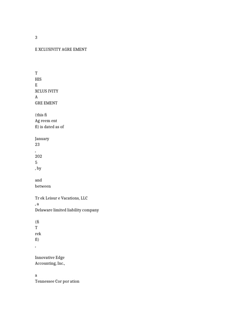 Exclusivity Agreement TREK Beyond Expectations | PDF | Business ...