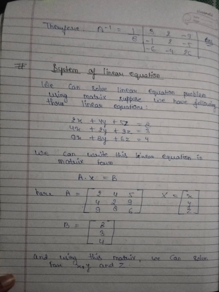 Linear Equation Matrix Solutions | PDF