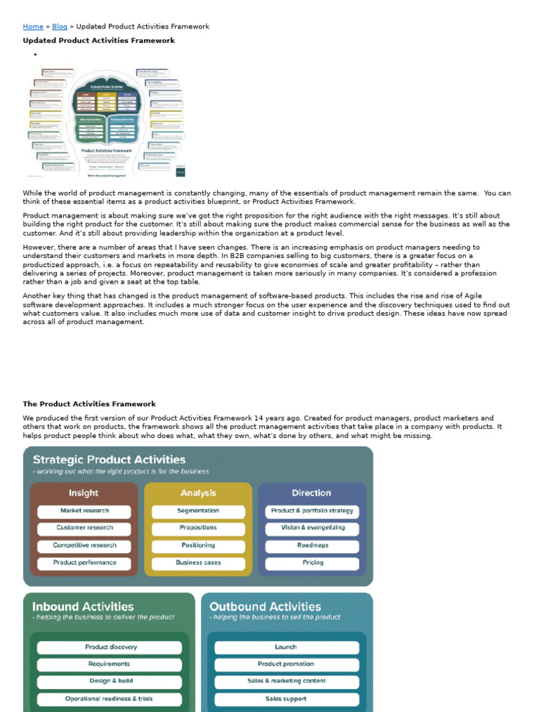 Updated Product Activities Framework | PDF | Marketing | Business
