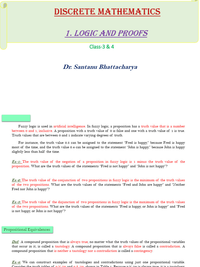 Discrete Class 3-4 | PDF | Argument | Contradiction