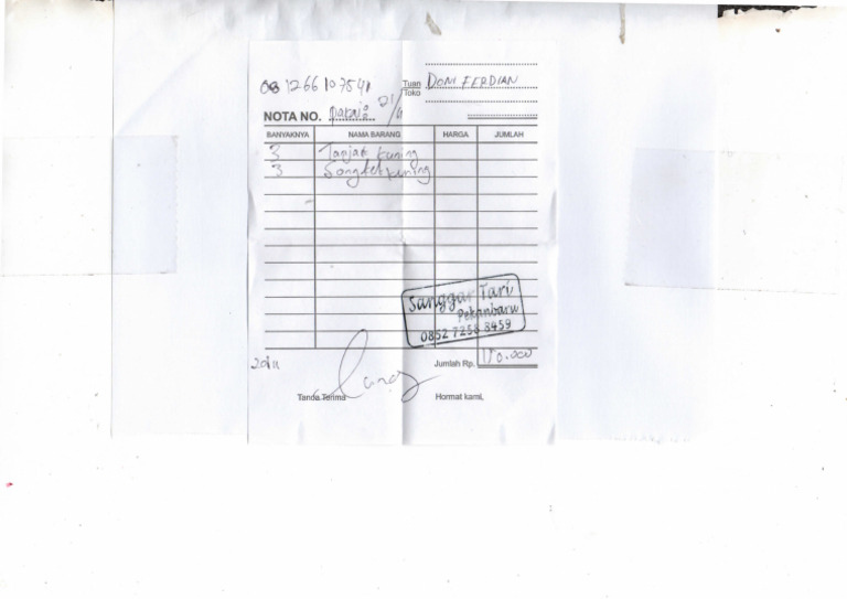 Bill Sewa Kostum | PDF