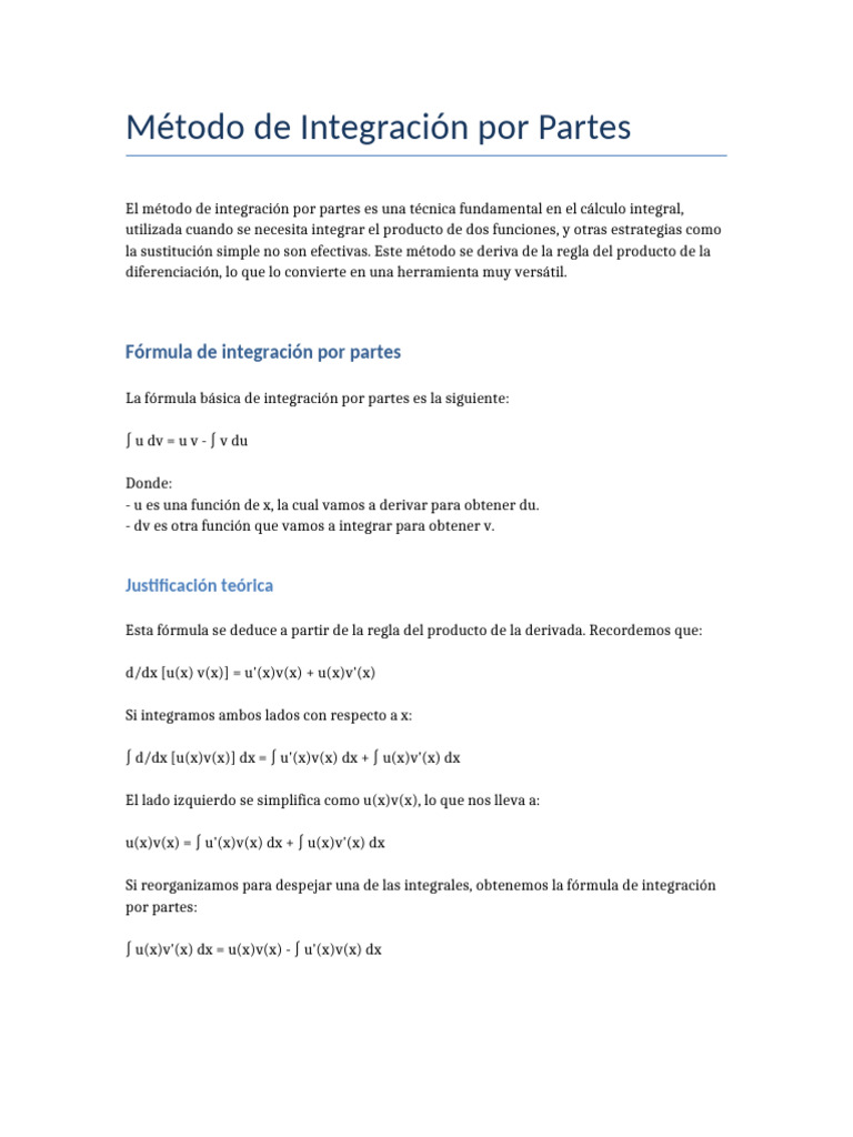 Metodo_Integracion_Por_Partes_Completo | PDF | Integral | Logaritmo