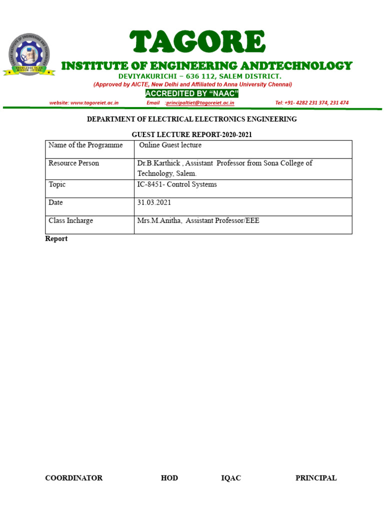 guest lecture report- control systems-karthick .B | PDF