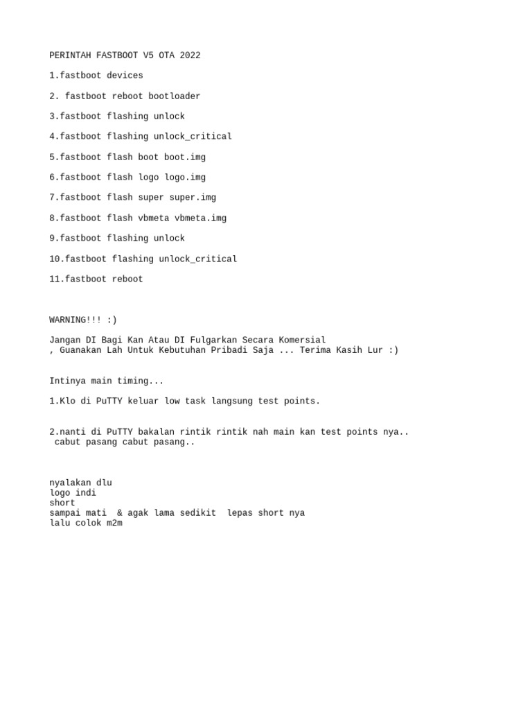 Perintah Fastboot v5 Ota 2022 | PDF