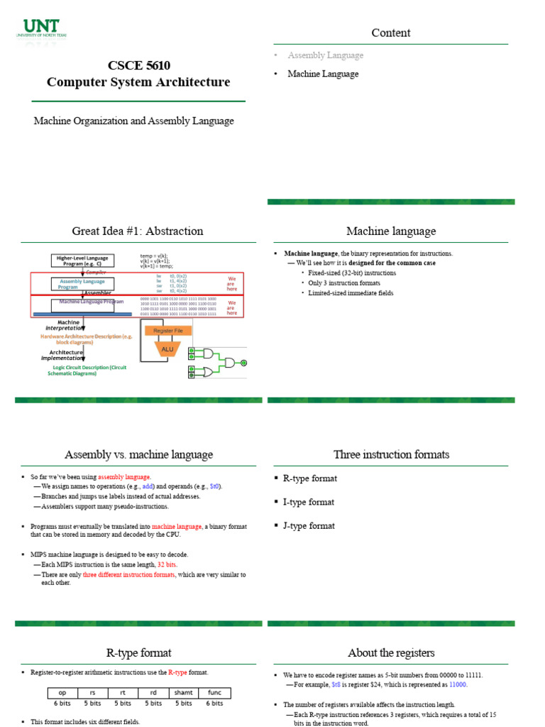 CSCE 5610 Computer System Architecture: Content | PDF | Assembly Language | Office Equipment