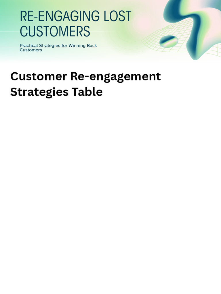 Customer Re-engagement Strategies Table | PDF