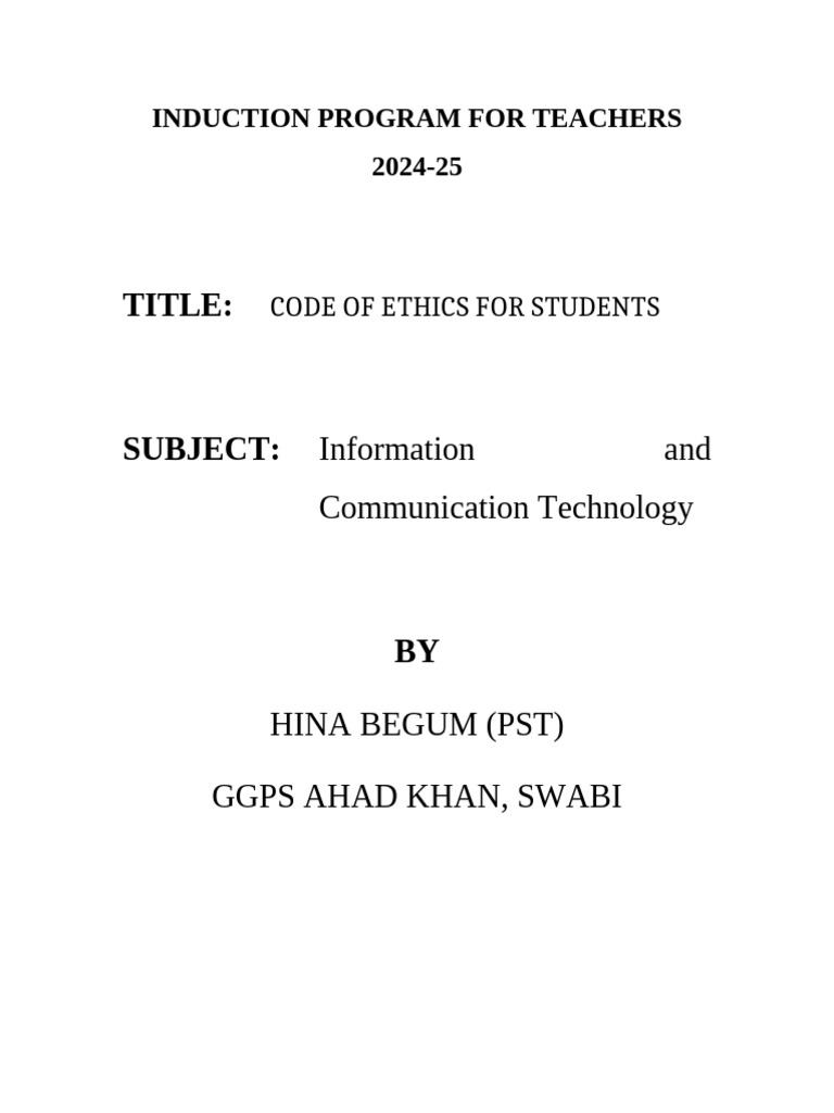 Student Code of Ethics 2024-25 | PDF