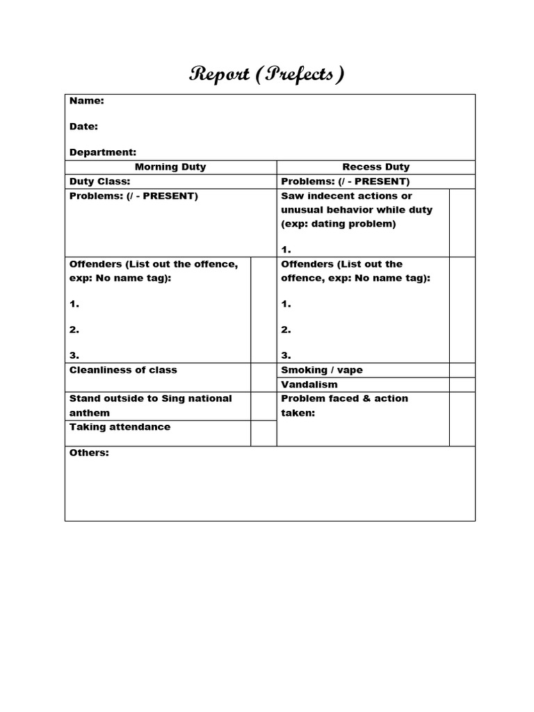 Report Newest Format PREFECTS | PDF