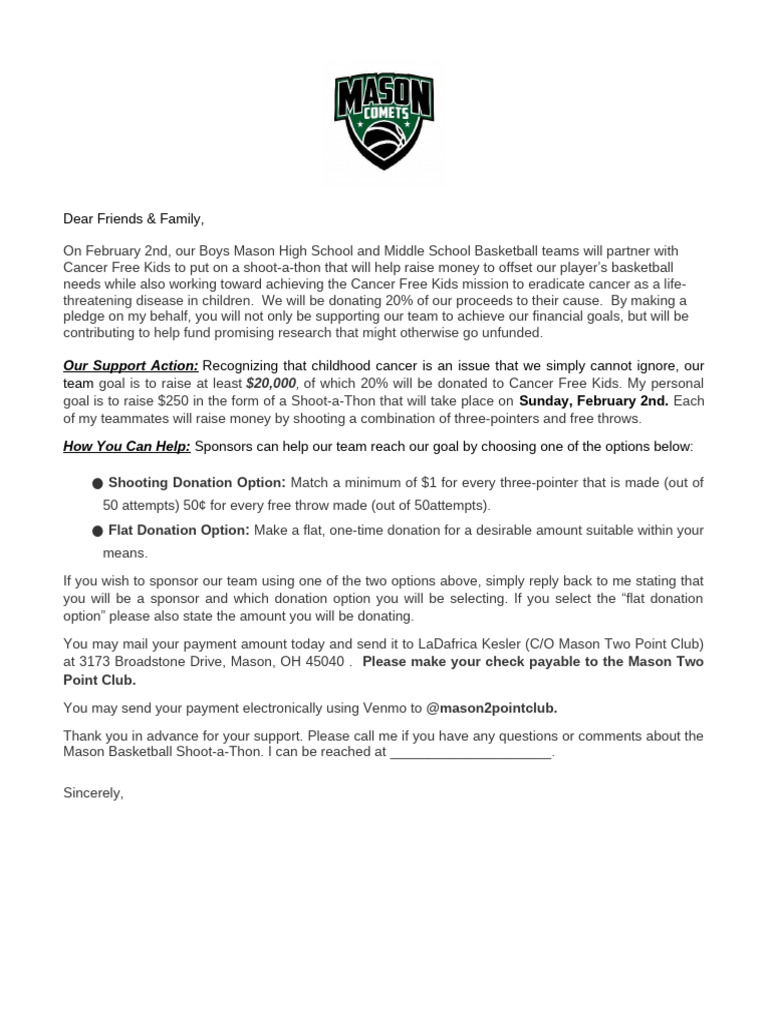 Shoot a Thon Fundraising Letter 2025 | PDF